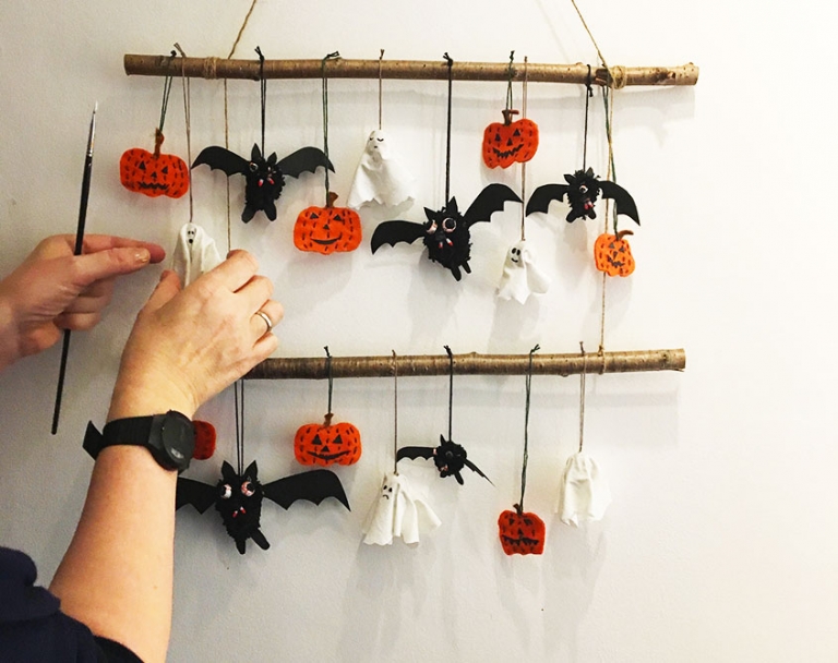 Halloween pynt | Uro - flagermus, græskar og spøgelse | Klitgaard Crafts